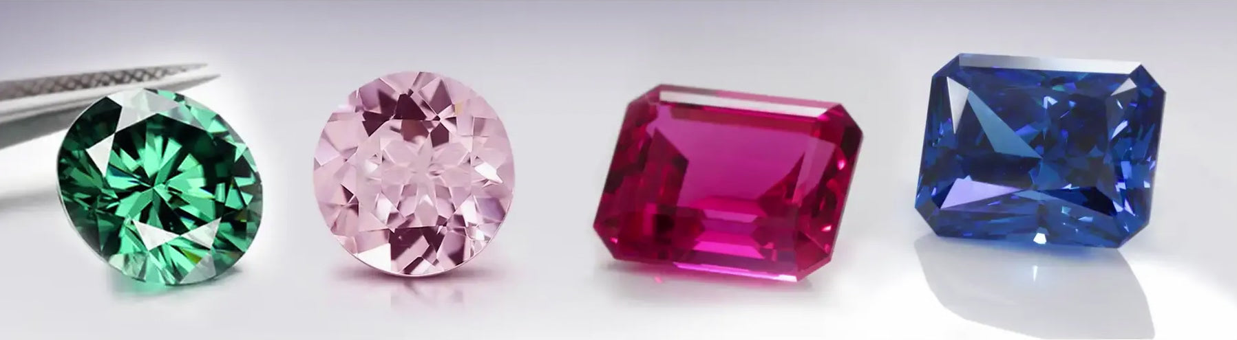 Lab Grown Blood Red Ruby, Sapphires and Green Emeralds